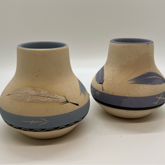 Blue Feather Pottery | Accents | 2 Blue Feather Pottery Vases 997 ...